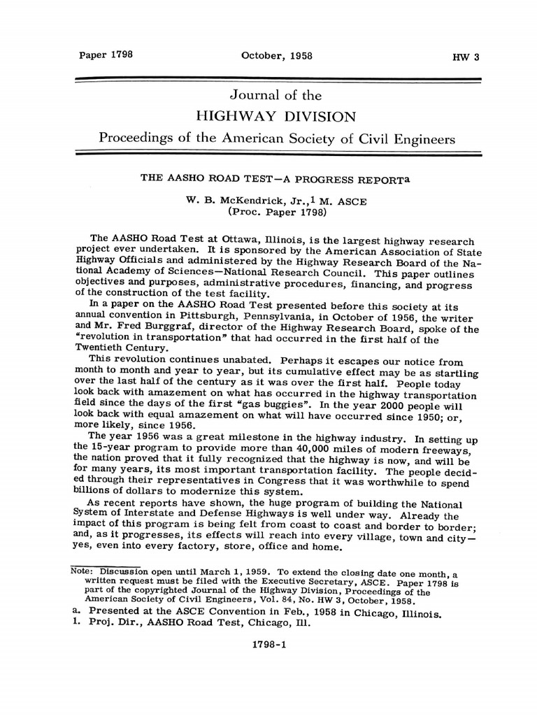 The AASHO Road Test - A Progress Report | PDF | Concrete | Road Surface