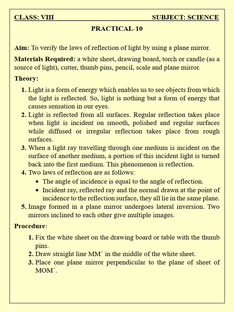 Practical10 | PDF | Reflection (Physics) | Mirror