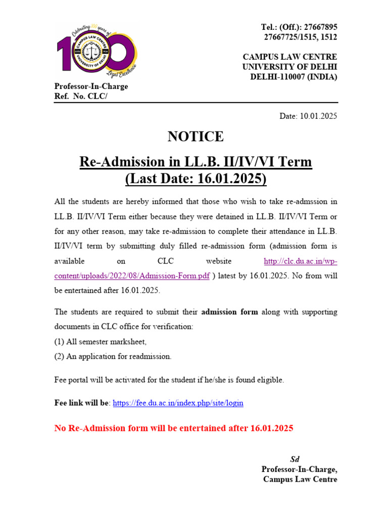 Notice With Admission-Form | PDF