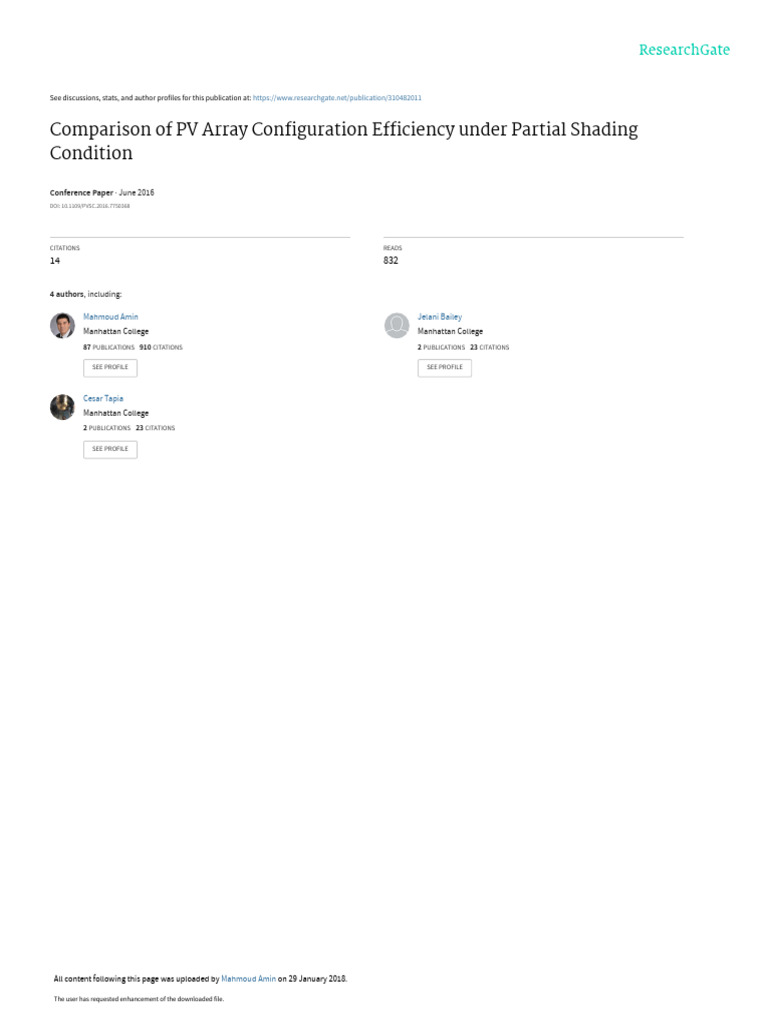 Comparison of PV Array Configuration Efficiency Un | PDF | Photovoltaics | Solar Panel