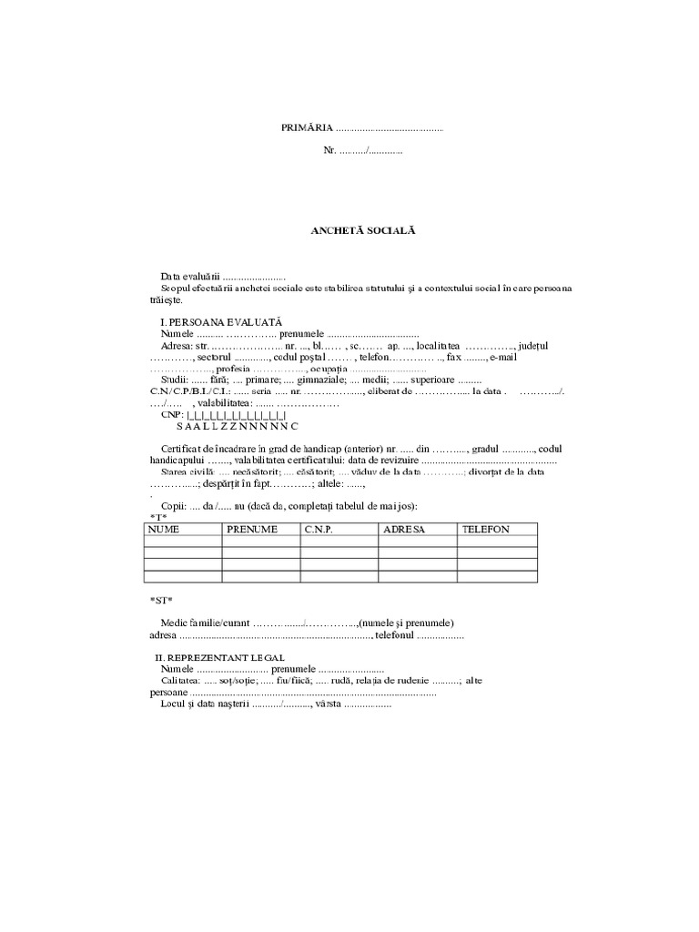 Ancheta Sociala | PDF
