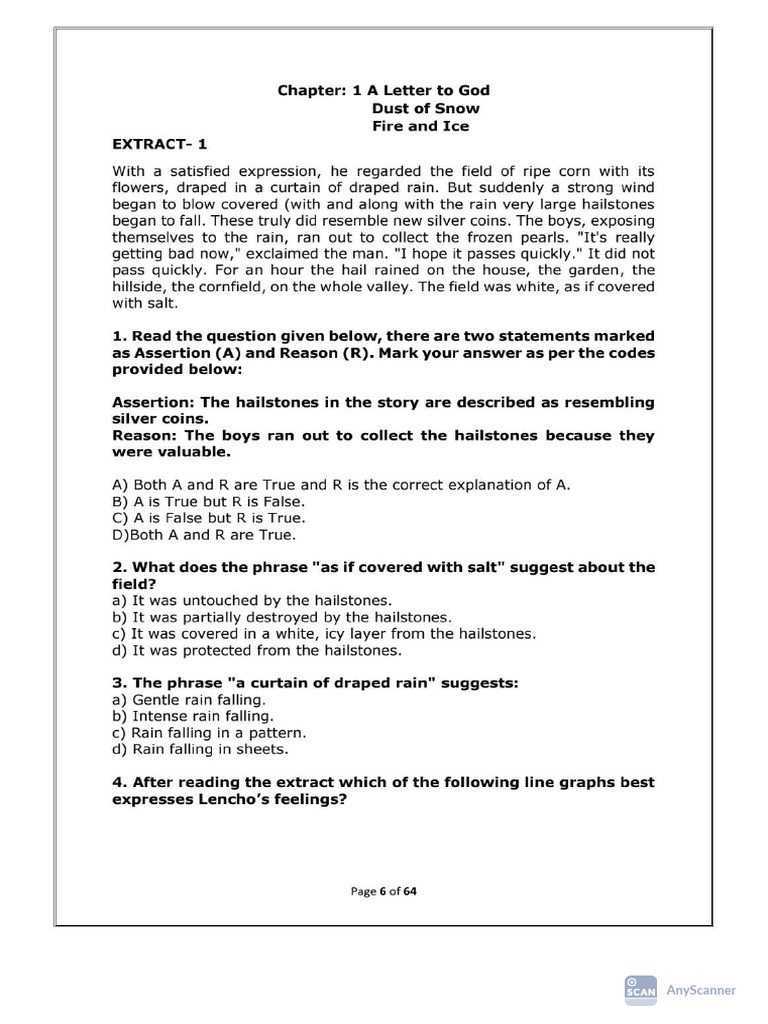 Class - xth english preparation of question bank for objective type ...