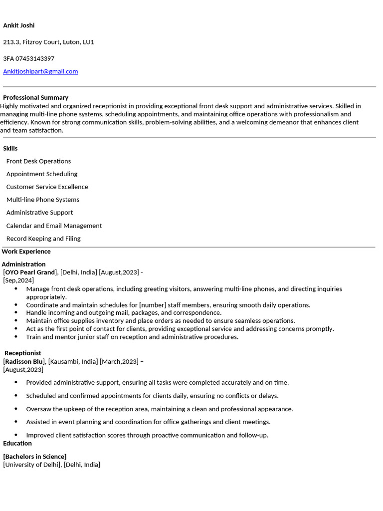 Ankit Joshi Rec CV | PDF