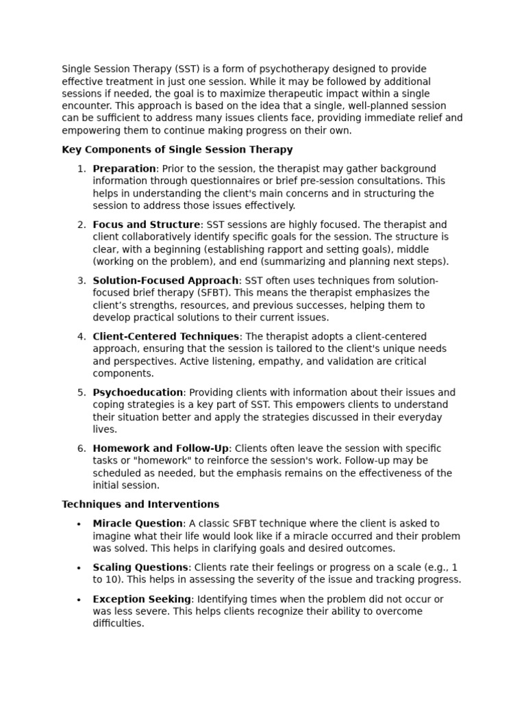 Syllabus Single Session Therapy | PDF | Psychotherapy | Mental Health
