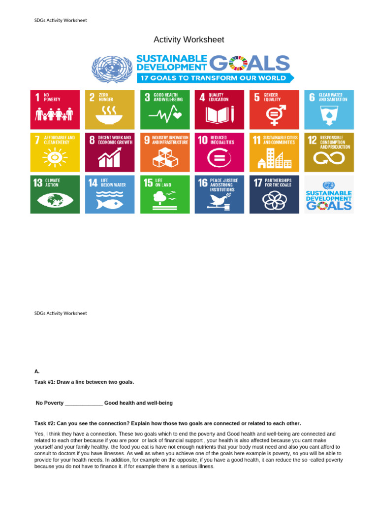 Sustainable Development Goals - Activity Worksheet (ED III) | PDF ...