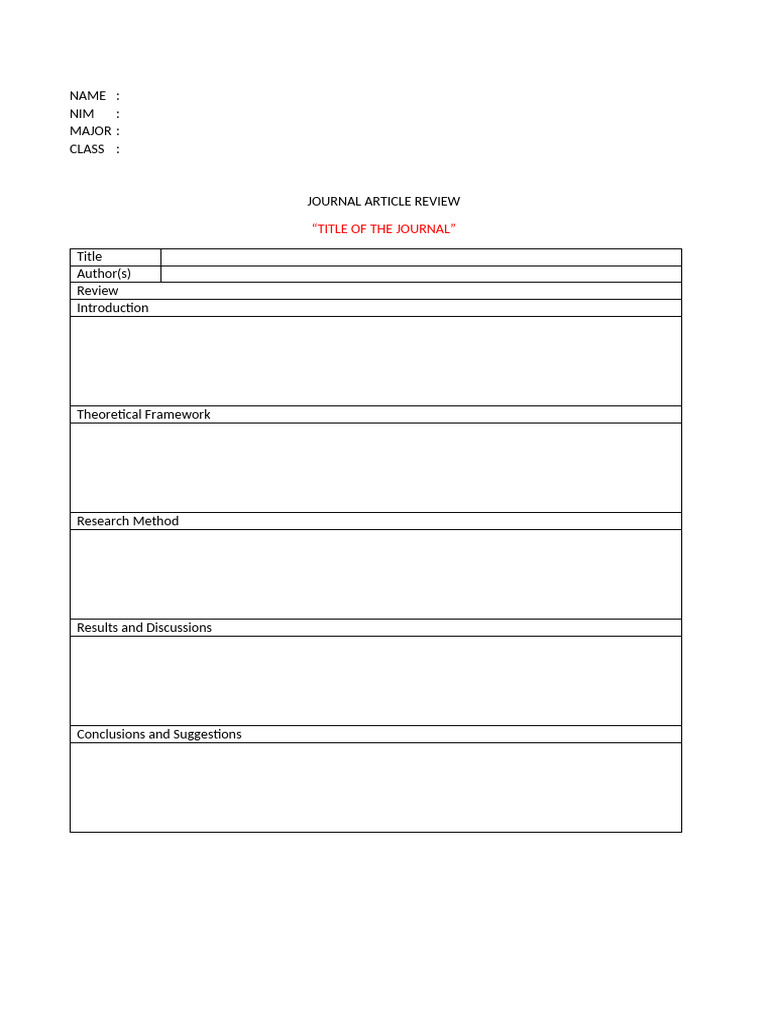 Journal Article Review Guide | PDF