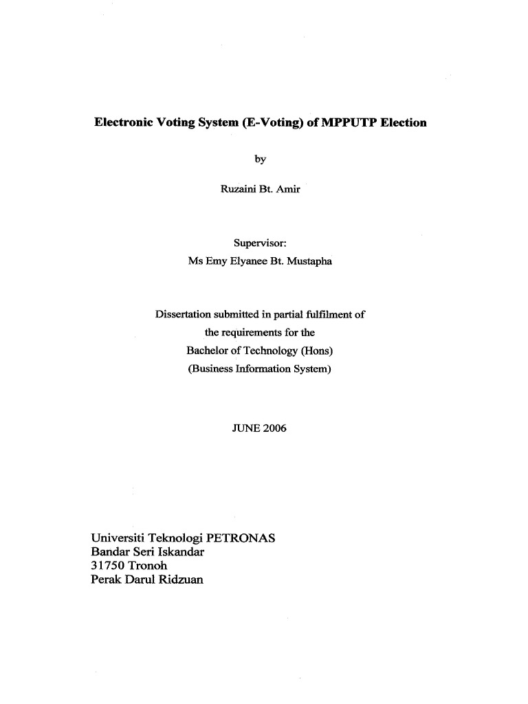 2006 Bachelor E Voting System For MPPUTP Election PDF | PDF | Electronic Voting | Voting