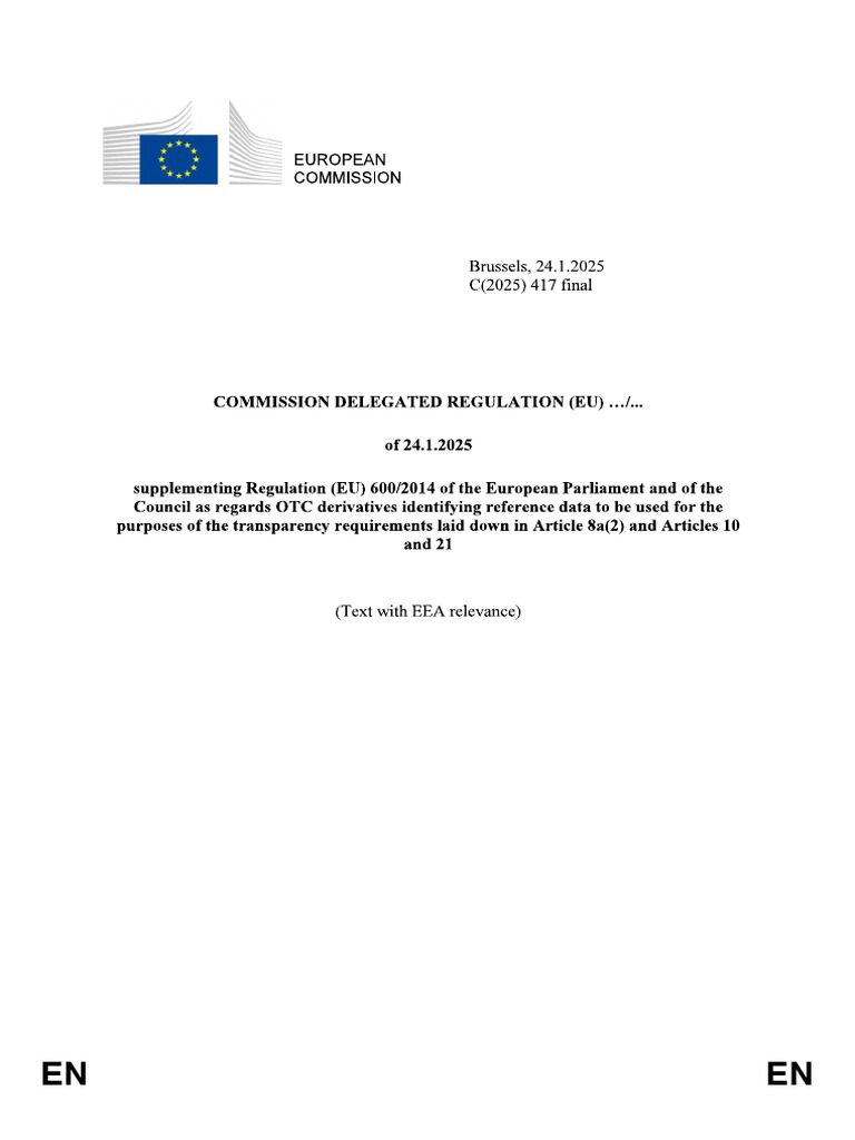 European Commision Part 1 | PDF | Derivative (Finance) | Over The ...