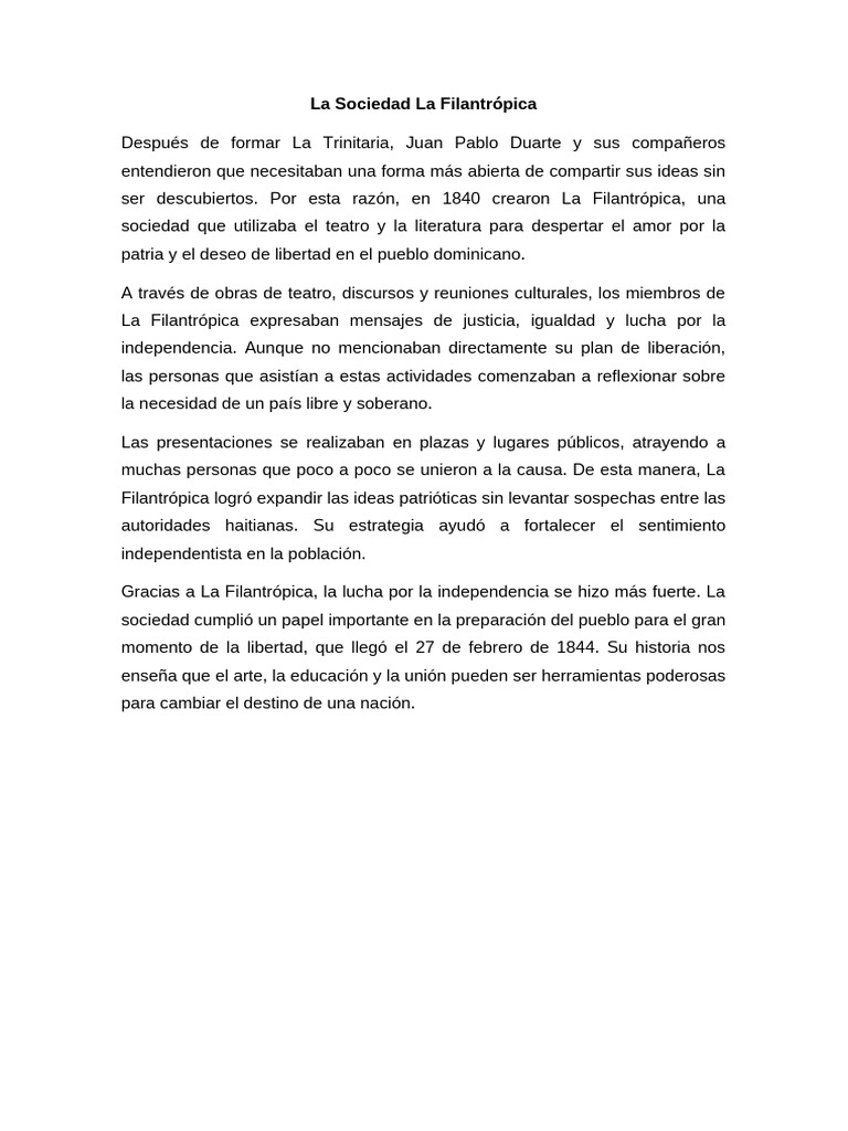 La Sociedad La Filantrópica | PDF