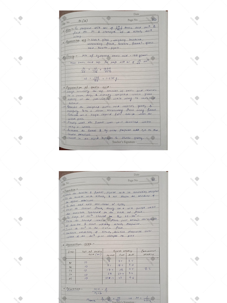 Titration Practical Class 12 Chemistry Science | PDF