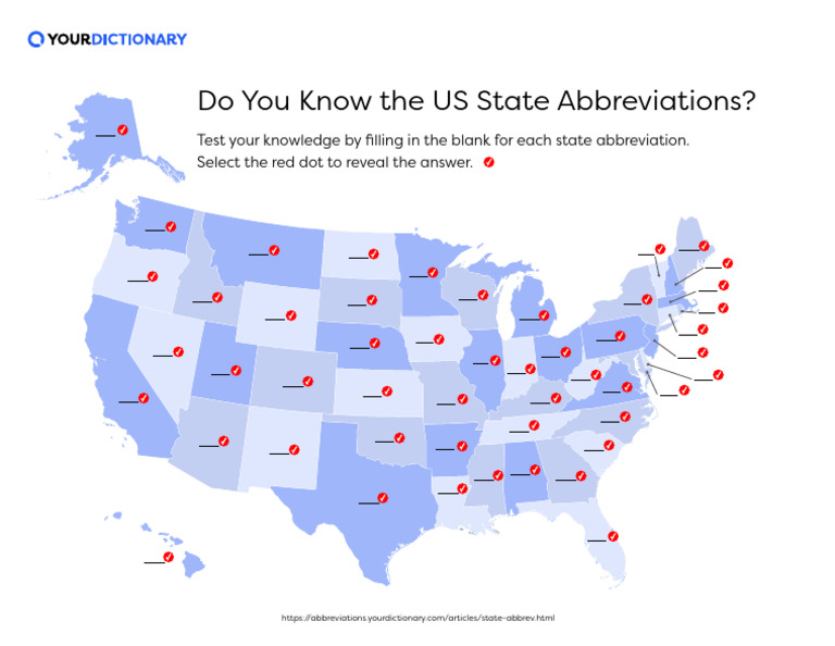 US State Abbreviation Quiz | PDF