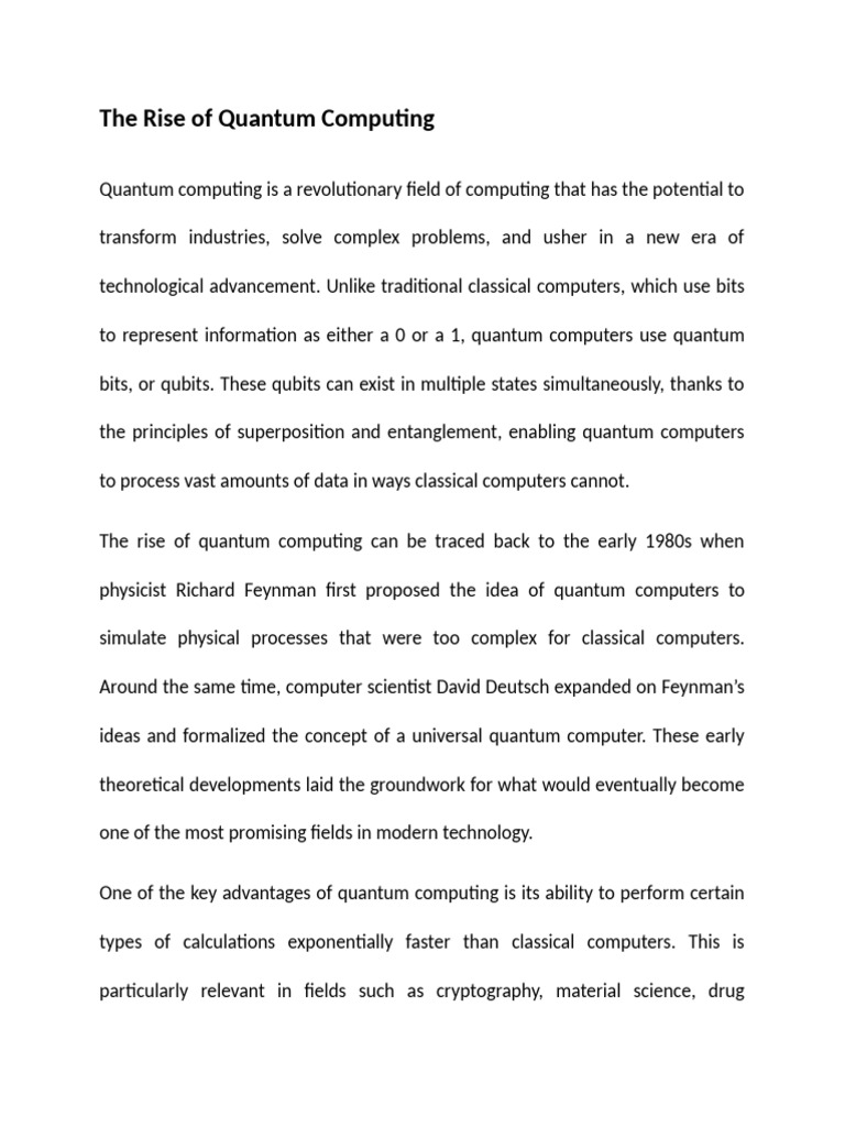 The Rise of Quantum Computing | PDF | Quantum Computing | Artificial Intelligence