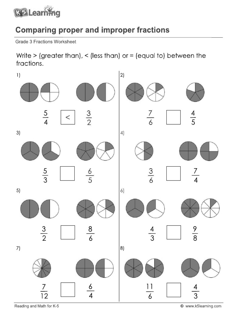 comparing proper and improper fraction | PDF