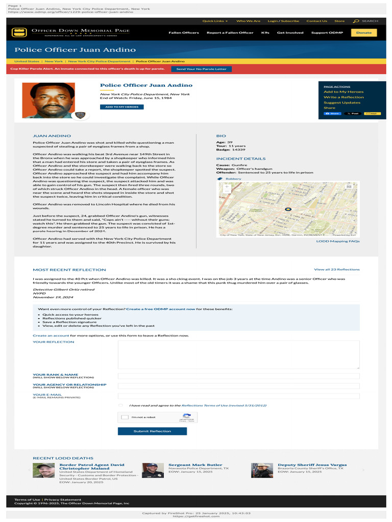 Police Officer Juan Andino, New York City Police Department, New York ...