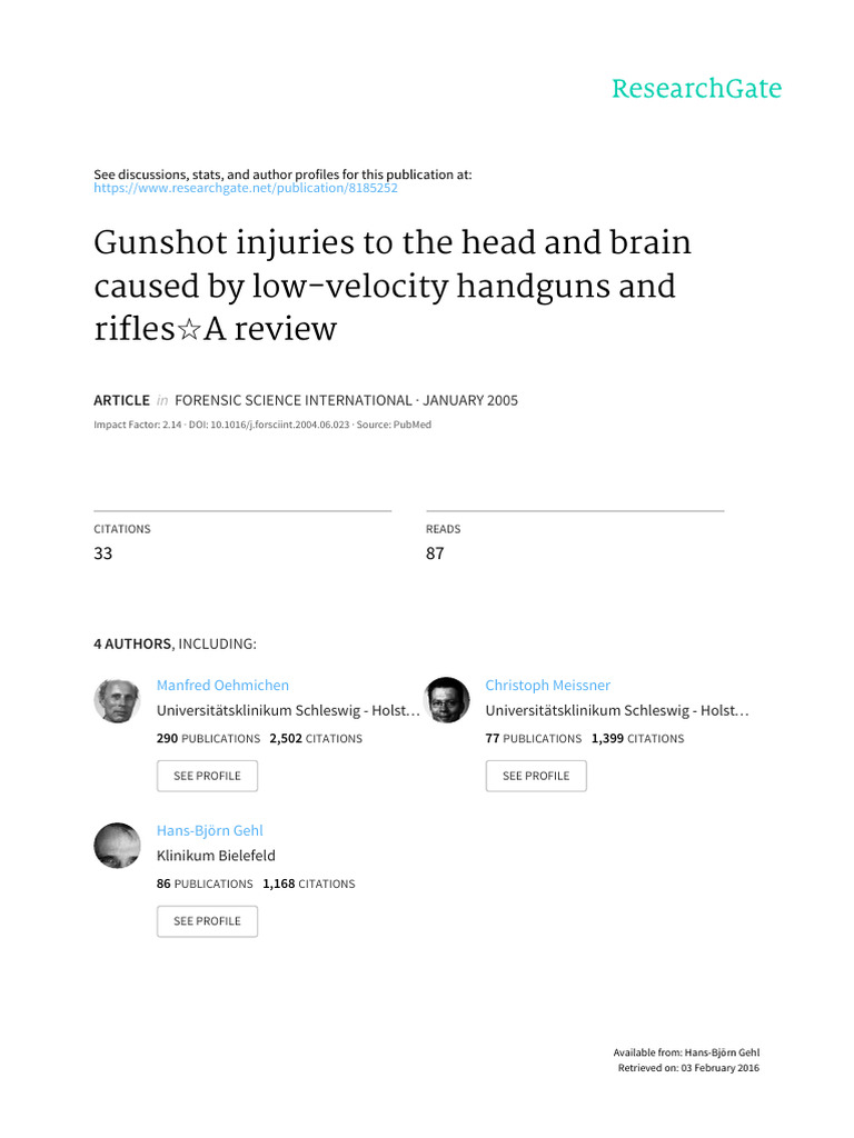 Gunshot Injuries To The Head and Brain C | PDF | Medicine | Clinical ...