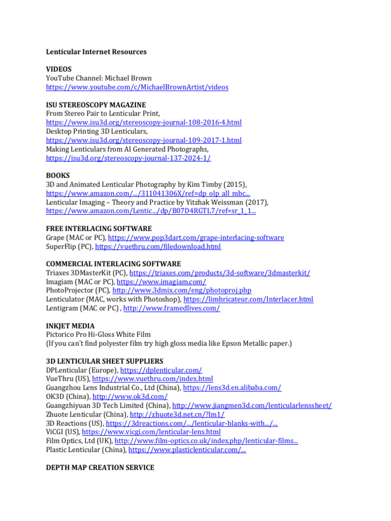 Lenticular Resources (Links) | PDF
