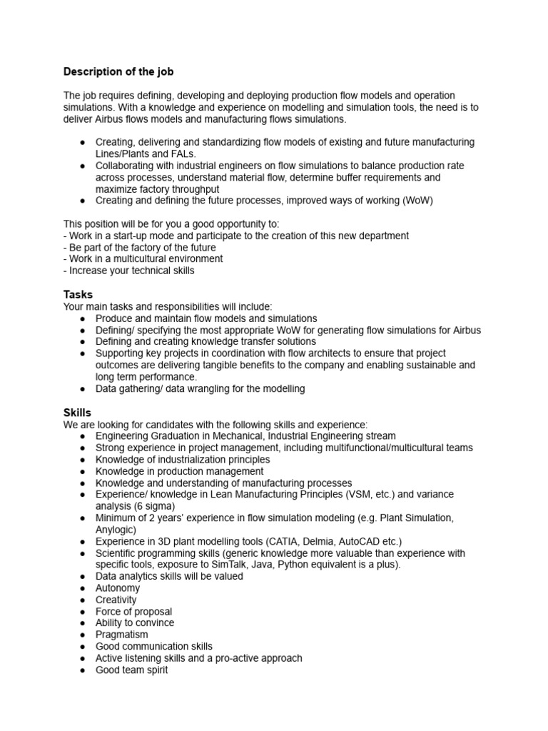 Flow Simulation Engineer - JD | PDF | Simulation | Recruitment