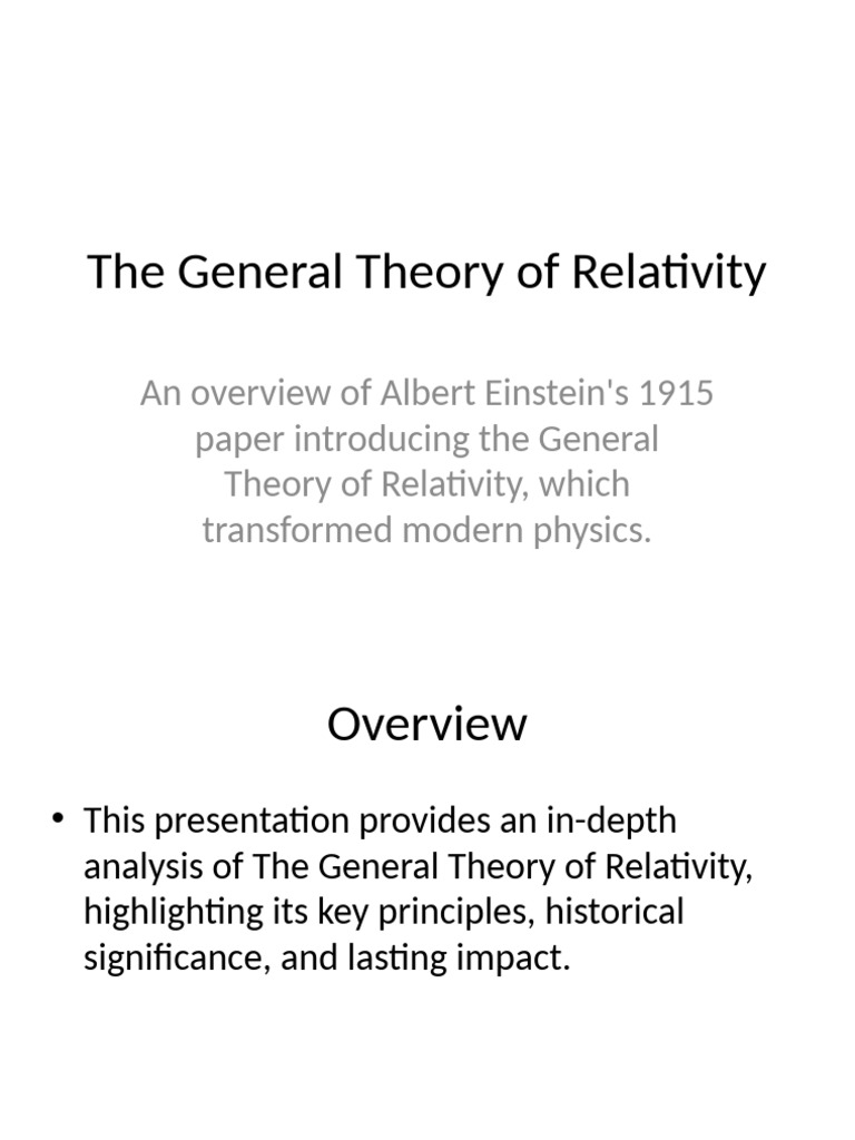 Overview of General Relativity | PDF