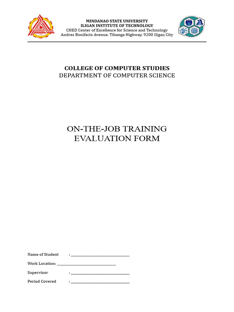 OJT Evaluation Form | PDF | Cognition | Cognitive Science