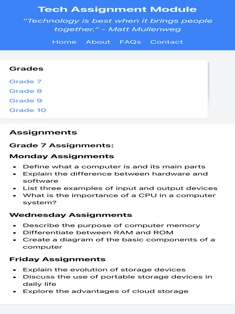 Grade 7 Computer Tech Assignments | PDF