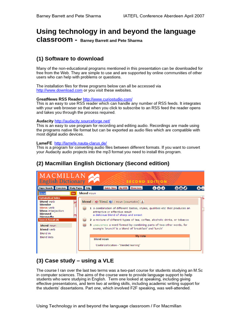 IATEFL 2007 Sharma Barrett | PDF | Computing | Software