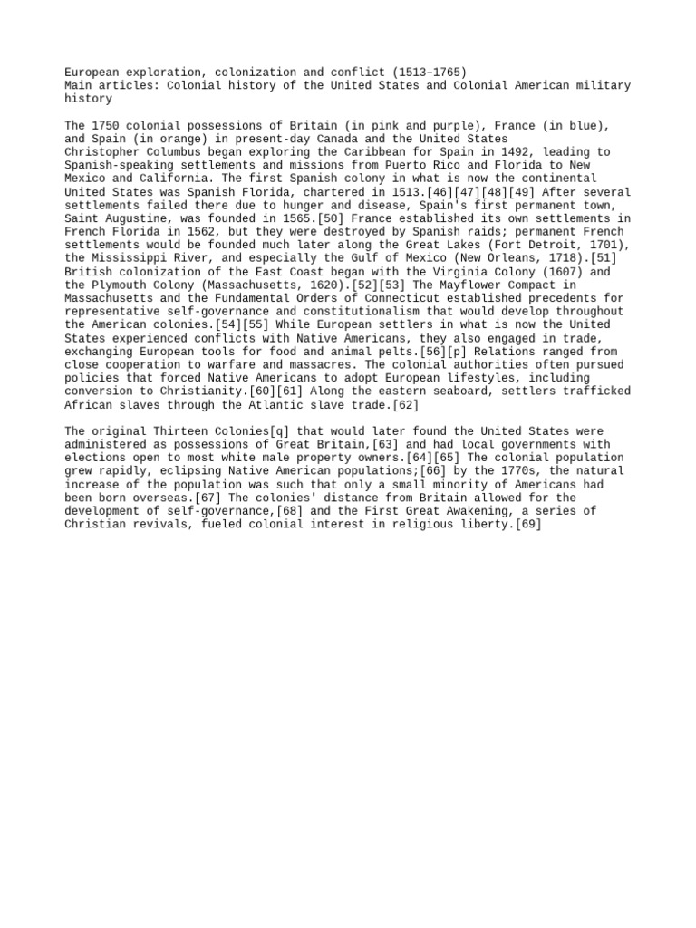 European Exploration, Colonization | PDF | The United States | Thirteen ...