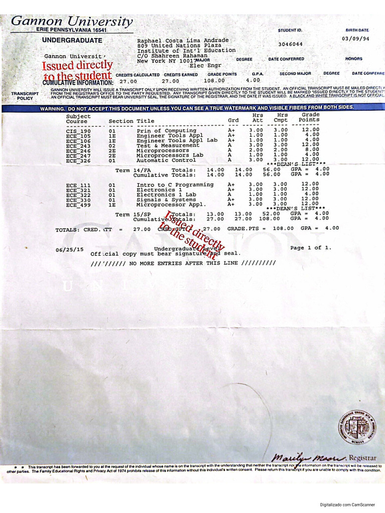 Grades Gannon University | PDF