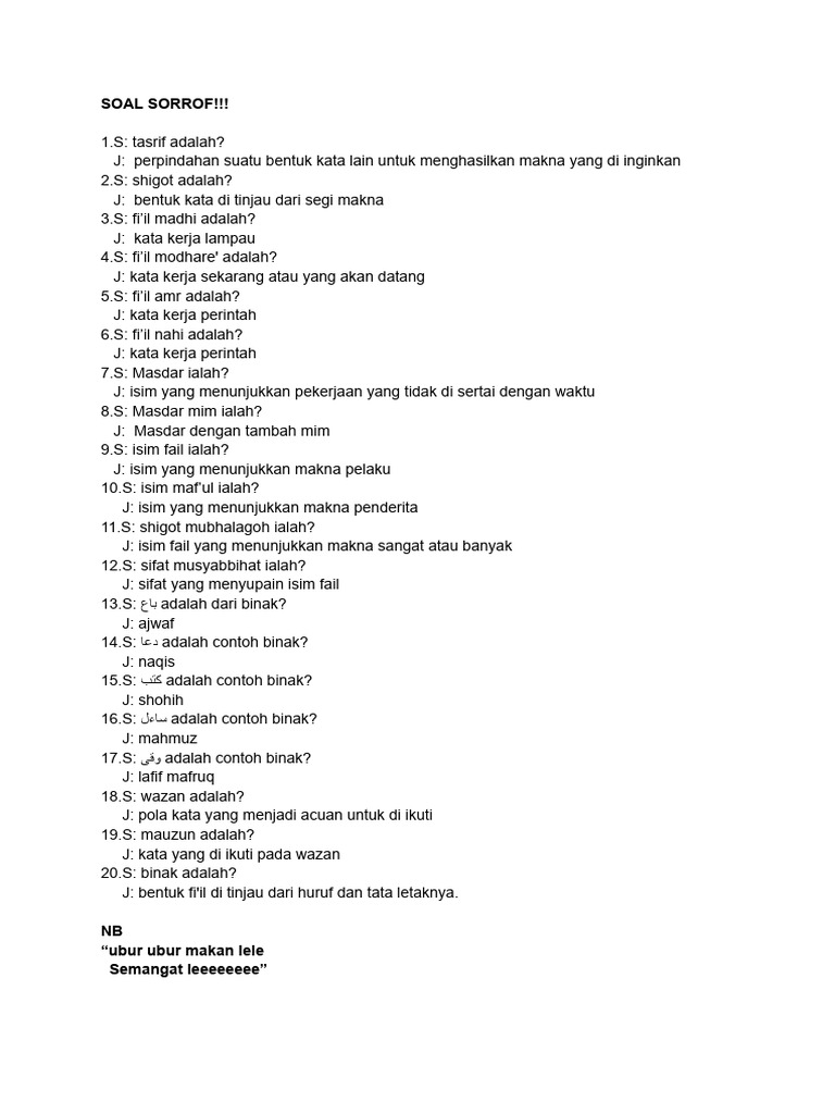 Pemahaman Dasar Tasrif Bahasa Arab | PDF