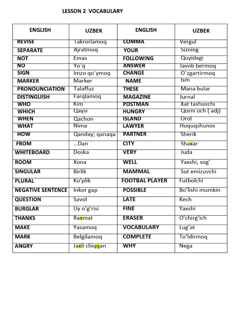 L 2 vocabs | PDF