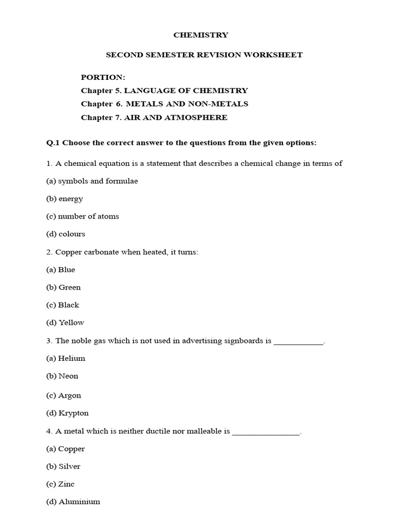 g7 Chemistry Revision Semii | PDF | Chemical Reactions | Oxide