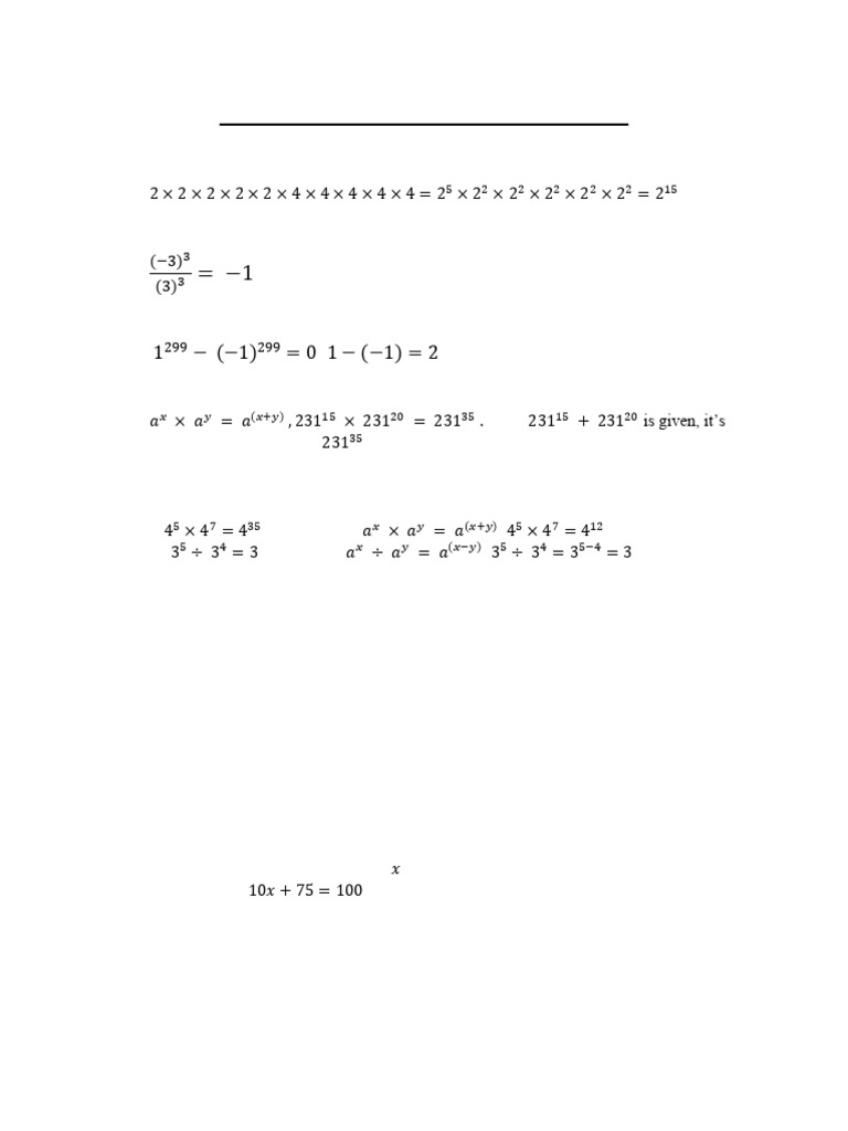 Exponents + Linear Equations ANS KEY | PDF