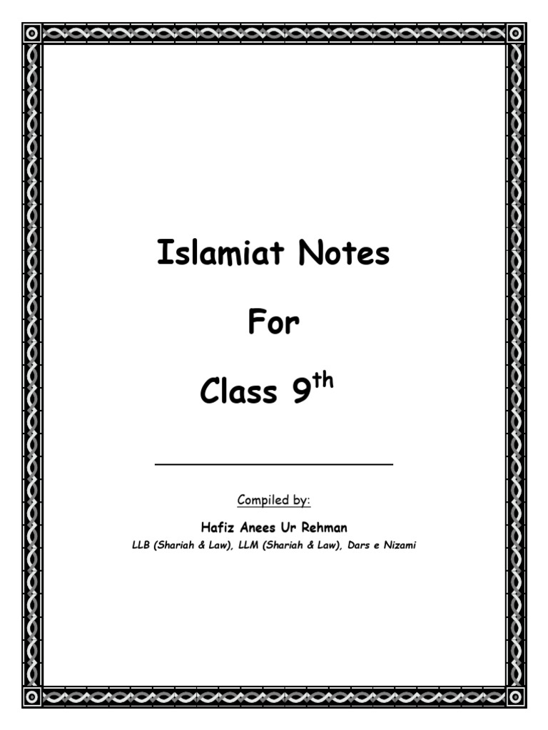 9th Islamiat New Book Notes - English | PDF | Quran | Islam