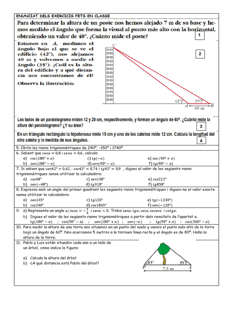 Ejercicios de Trigonometría Avanzada | PDF
