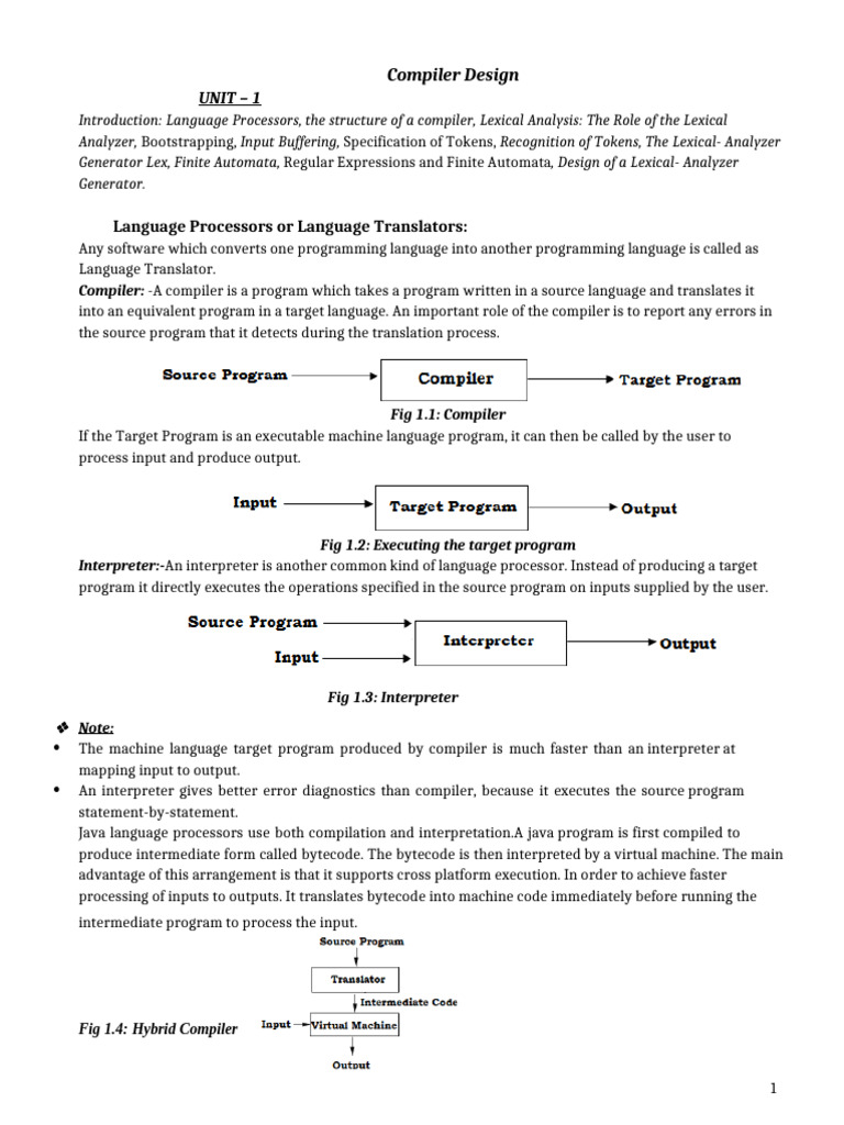 CD UNIT-1 | PDF | Compiler | Parsing