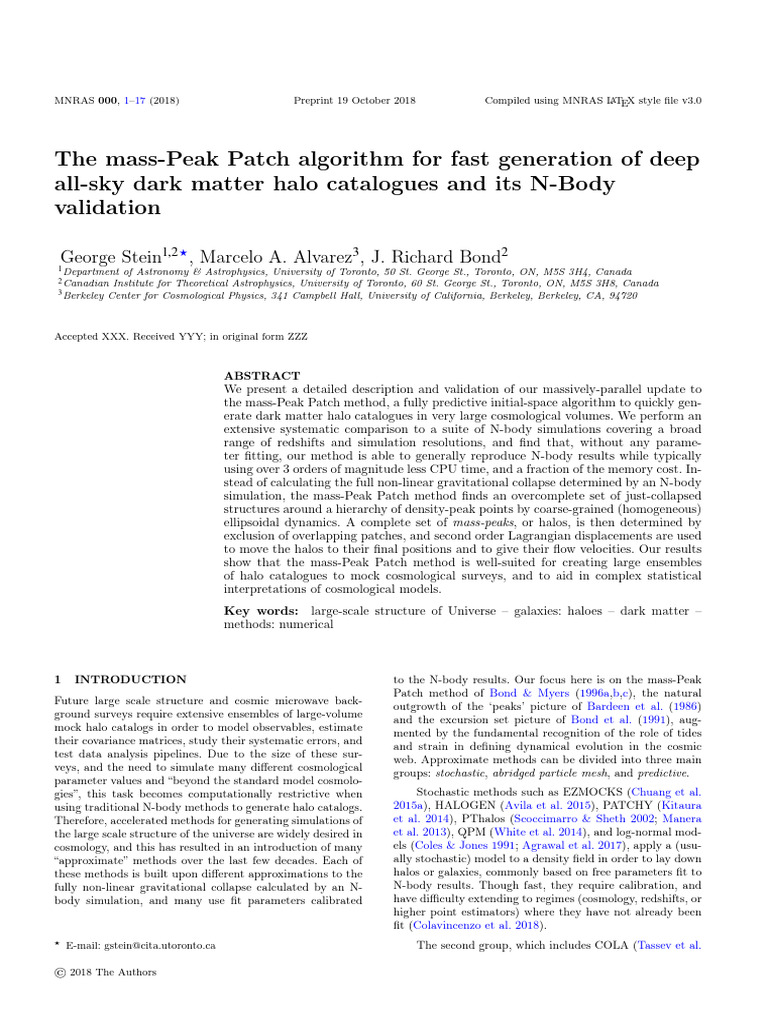 Mass-Peak Patch Method for Halo Catalogs | PDF | Physical Cosmology ...