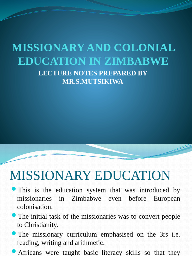 Missionary and Colonial Education in Zimbabwe | PDF | Colonialism ...
