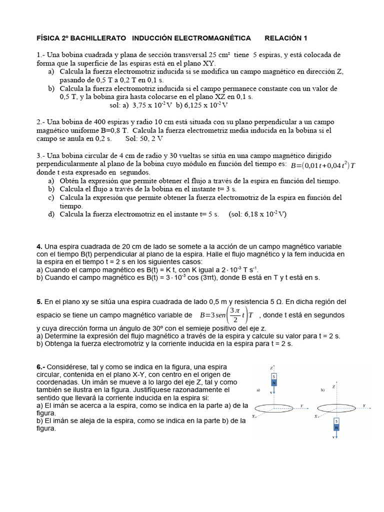 Ejercicios de Inducción Electromagnética | PDF | Inducción electromagnética | Corriente eléctrica