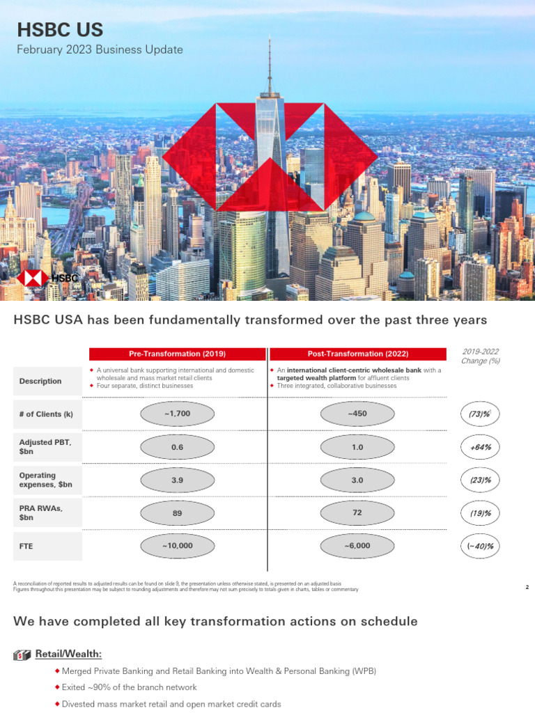 HSBC Us: February 2023 Business Update | PDF | Hsbc | Risk