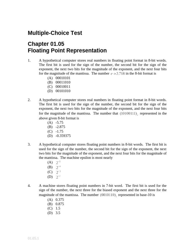 quiz_01aae_floatingpoint | PDF | Applied Mathematics | Mathematics
