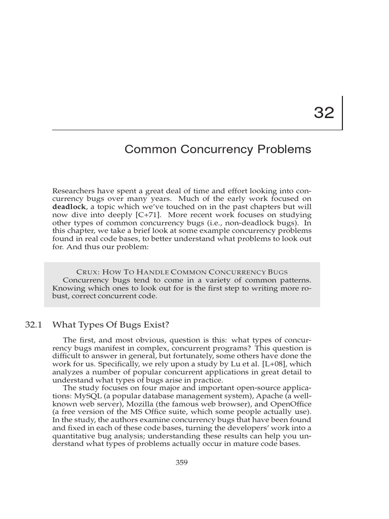 Common Concurrency Problems | PDF | Synchronization | Computer Engineering