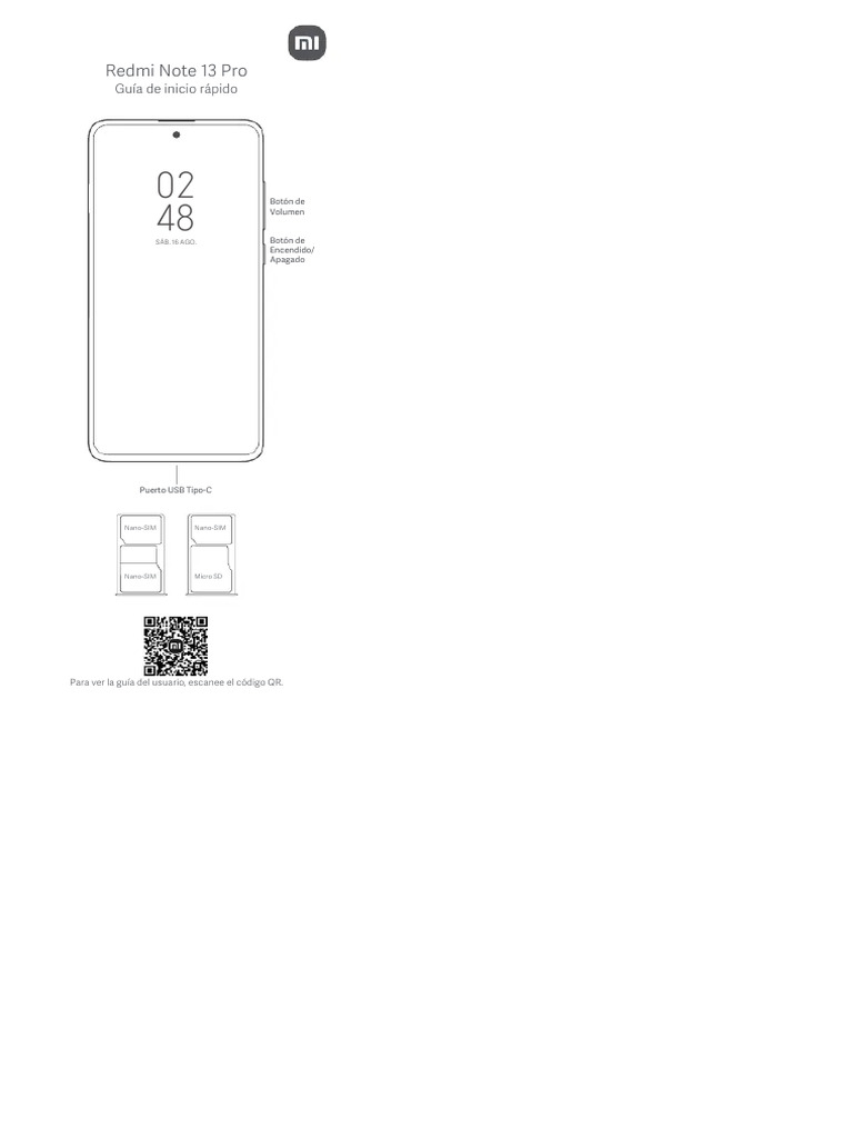 Manual Xiaomi Redmi Note 13 Pro (Español - 6 Páginas) | PDF