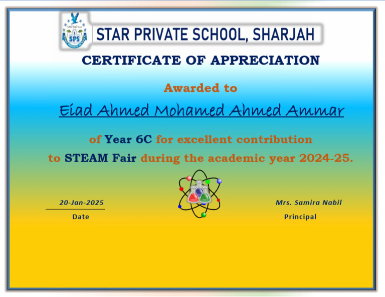 Eiad Ahmed - Certificate For Steam Fair | PDF