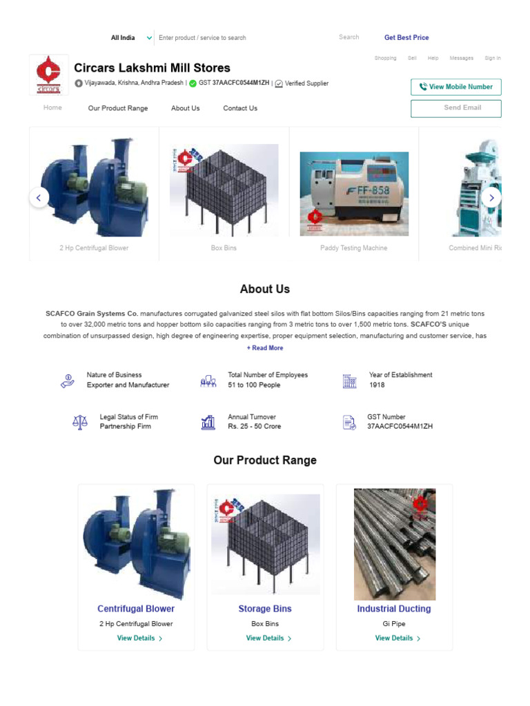 Circars Lakshmi Mill Stores - Manufacturer of Centrifugal Blower ...