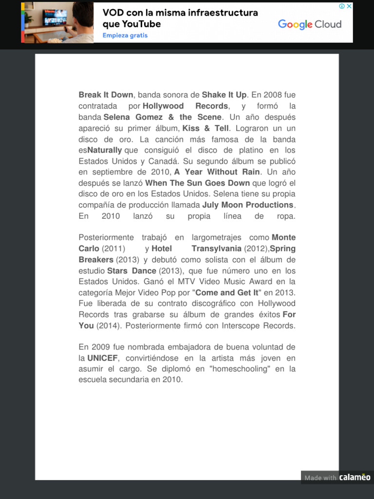 Biografia Selena Gómez | PDF