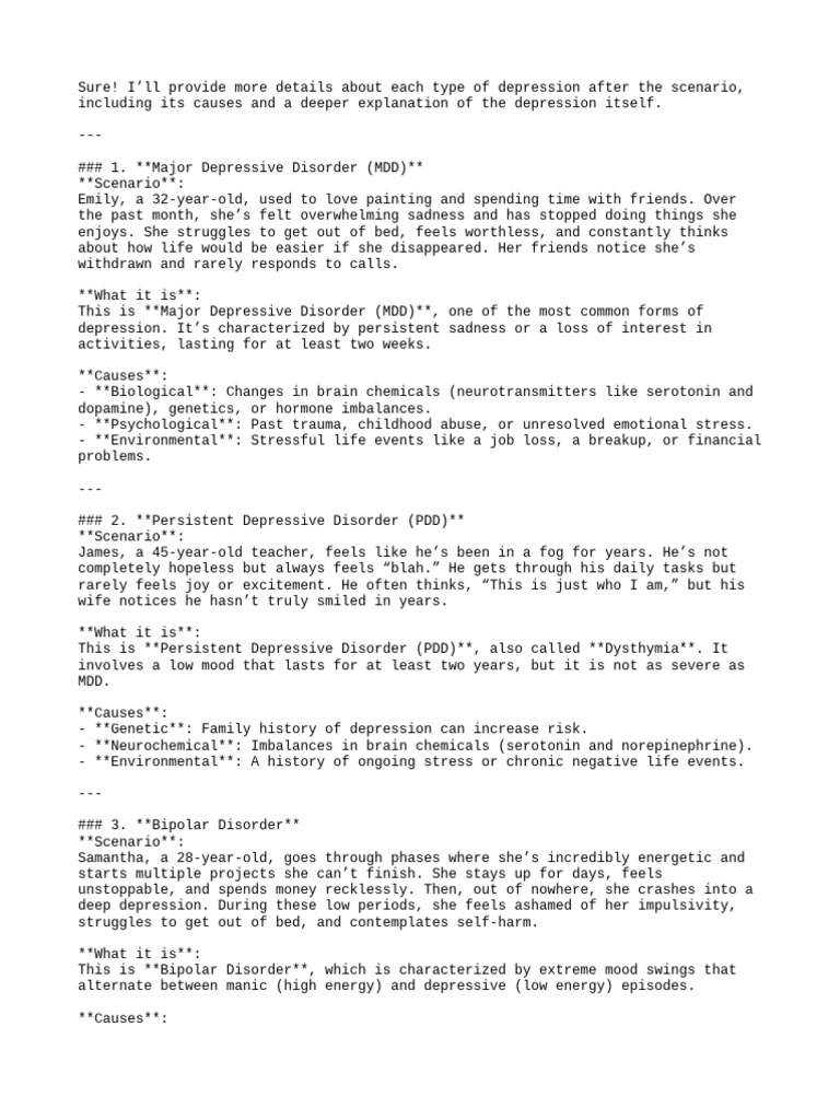 Every Type of Depression Explained | PDF | Major Depressive Disorder ...