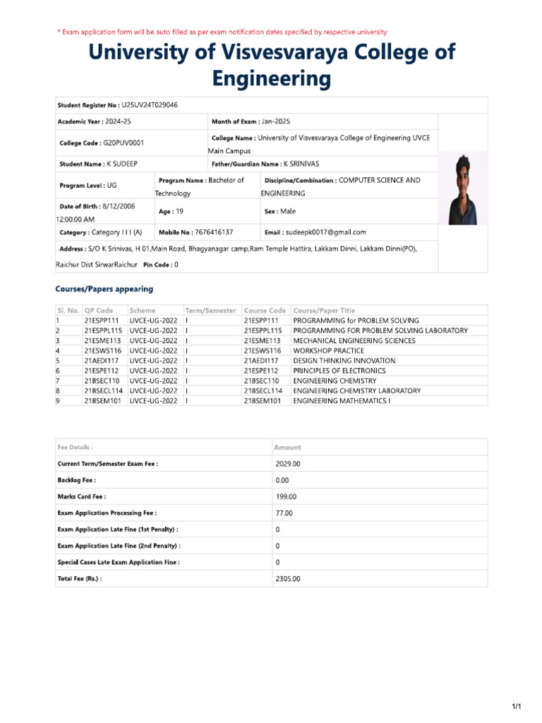 Sudeep Fee Exam | PDF