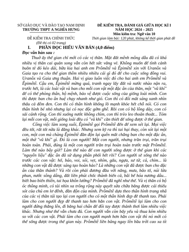 10D1. đề kiểm tra | PDF