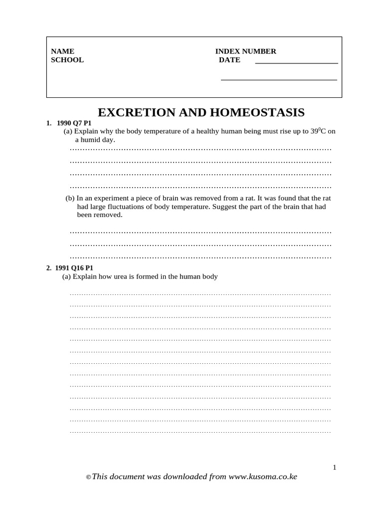 Excretion and Homeostasis in Humans | PDF