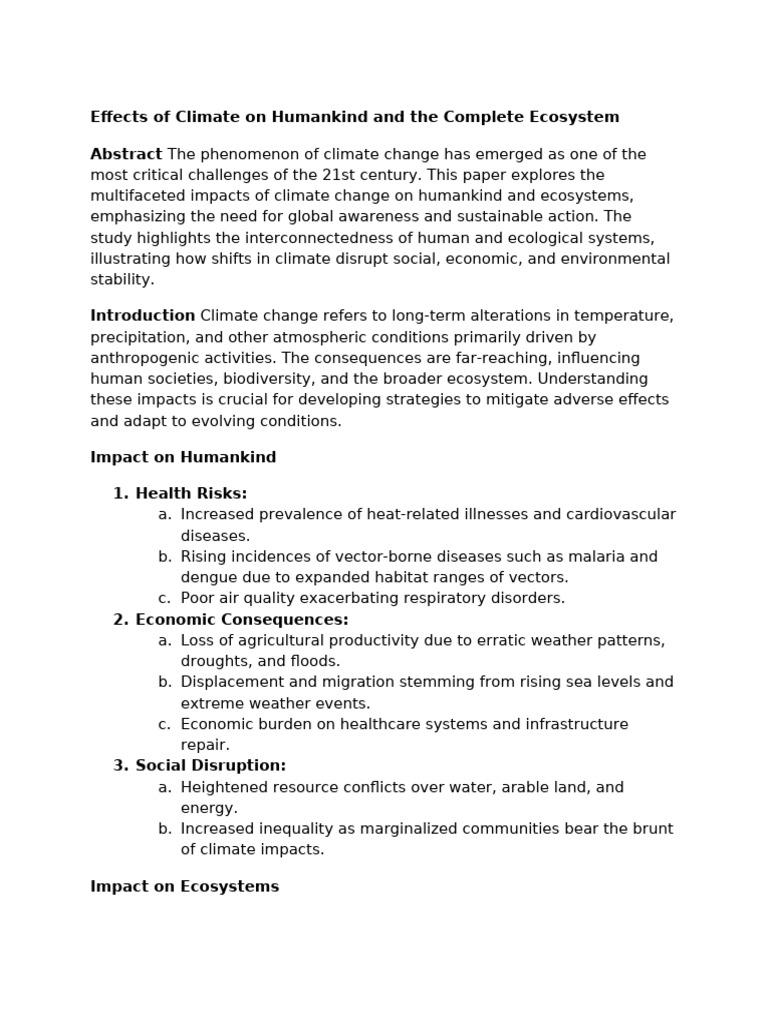 Effects of Climate On Humankind and The Complete Ecosystem | PDF ...