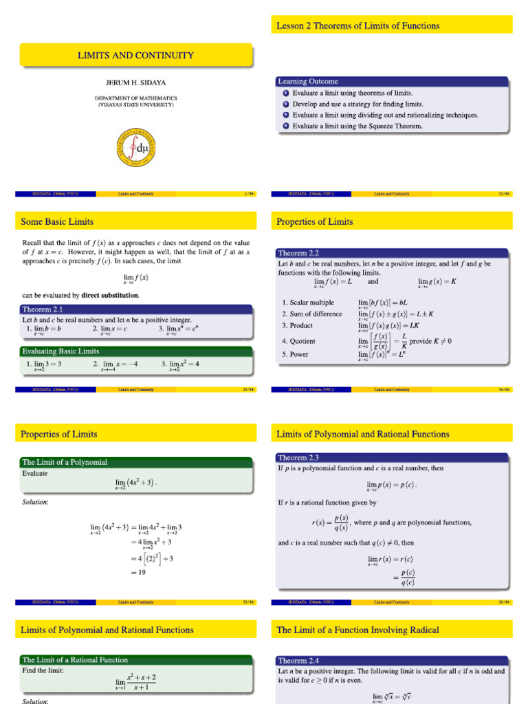 Lesson 1.2 Limit Theorems (2) | PDF